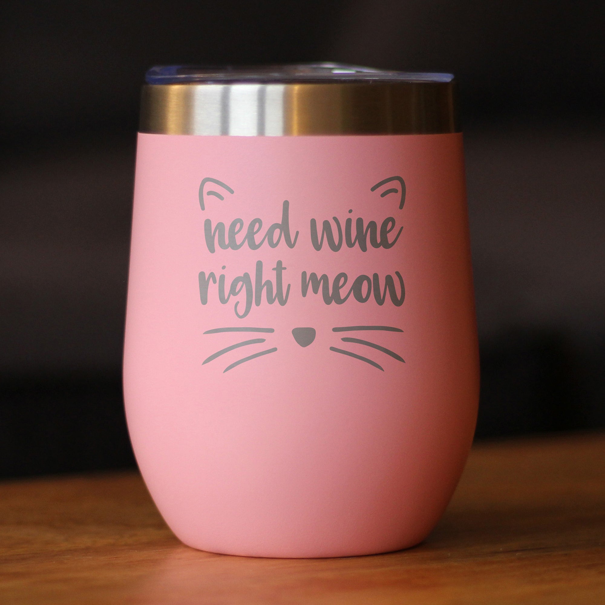Need Wine Right Meow - Cat Wine Tumbler Glass with Sliding Lid - Steml ...
